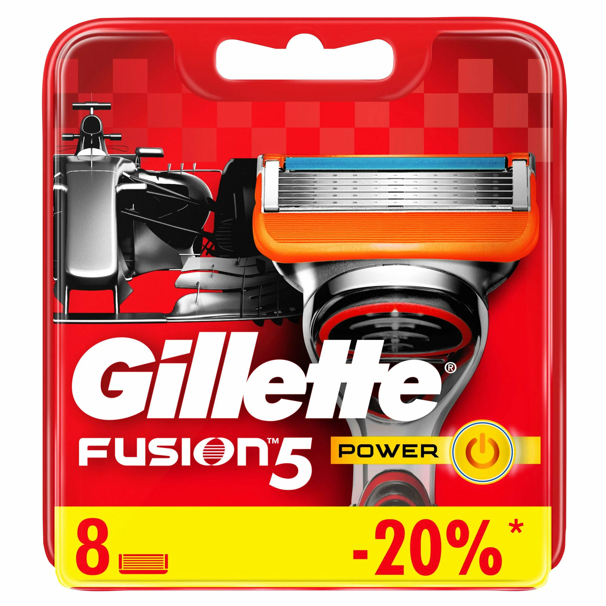Сменные кассеты Gillette Fusion5 Power, 8 шт, произведено в Германии