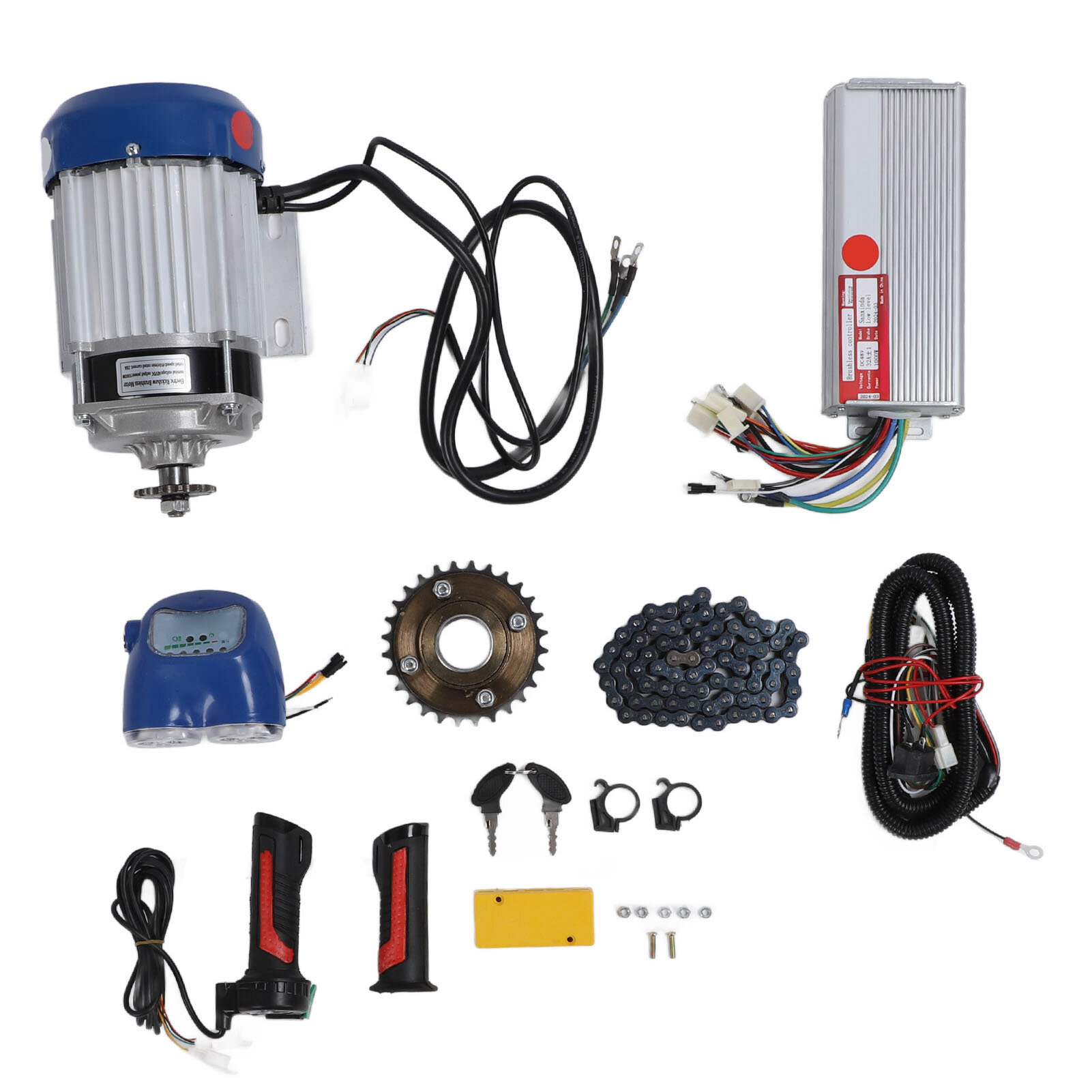 48 В Постоянного Тока 1000 Вт Комплект Электрического Бесщеточного Двигателя С Низким Уровнем Шума Контроллер Двигателя Передний Фонарь Звездочка Цепь Поворотная Дроссельная Заслонка для Электрического Велосипеда Трехколесный Велосипед