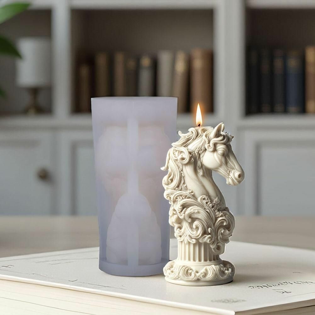 Силиконовая форма для свечей "Античный конь" с рельефом для DIY изготовления ароматических свечей, римская колонна