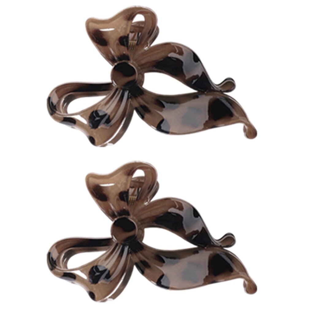 2 захвата с бантом-светло-кофейный леопардовый узор