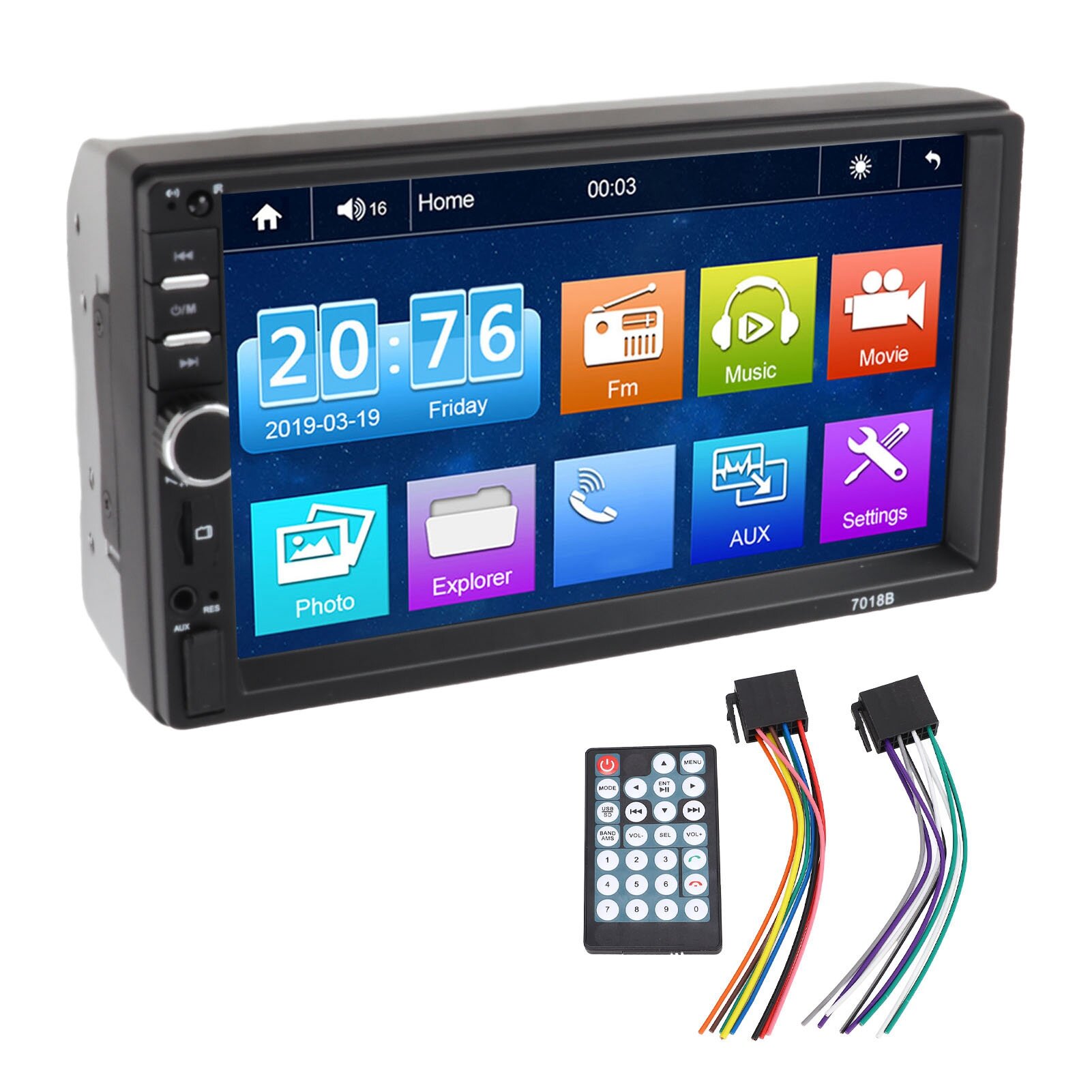 7-дюймовая головка с Carplay, Android Auto, Bluetooth, AUX, MP5, тип C