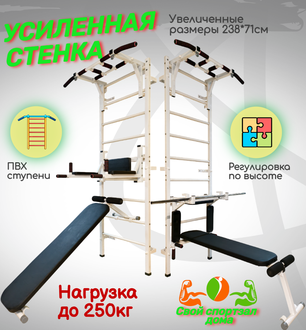 Усиленная шведская стенка SportStenki М1, белый