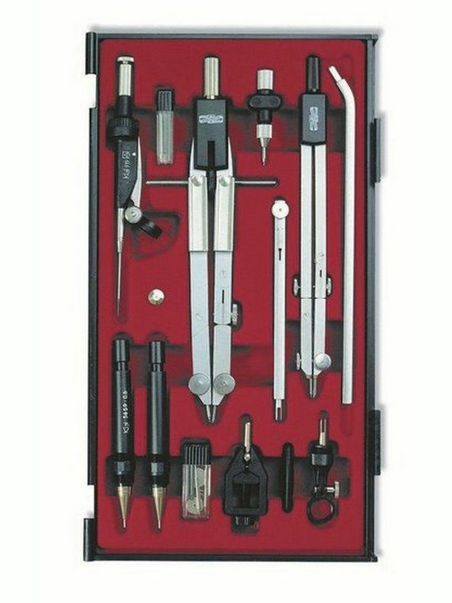 9452 Чертежный набор профес.(готовальня,13 предм.)