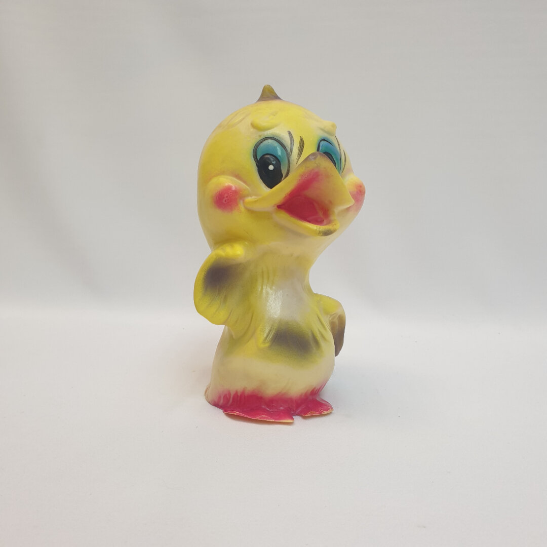 Игрушка Утенок, резина высота 18 см, винтаж СССР