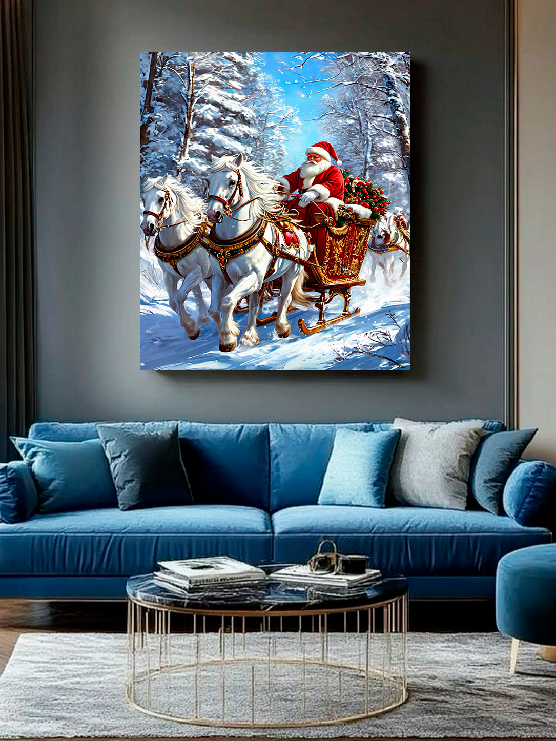 Картина на стену для интерьера "Дед Мороз" 40х50 см, холст на подрамнике, InterToys