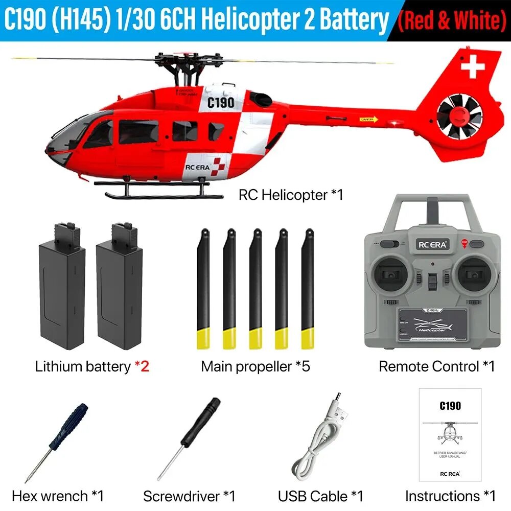 RC ERA C190 (H145) RC Двойной бесщеточный 6-канальный Оптический гироскоп позиционирования потока с 6 осями