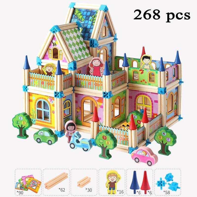 Деревянный кукольный домик Brozebra 128/268 деталей 268 pcs