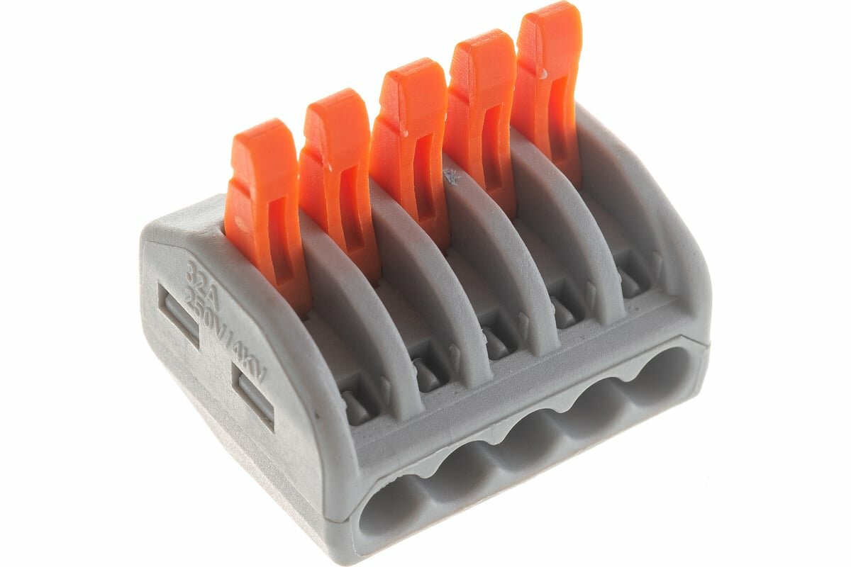 Cтроительно-монтажные клеммы STEKKER LD222-415 5-проводные 40шт. в упак, 32398