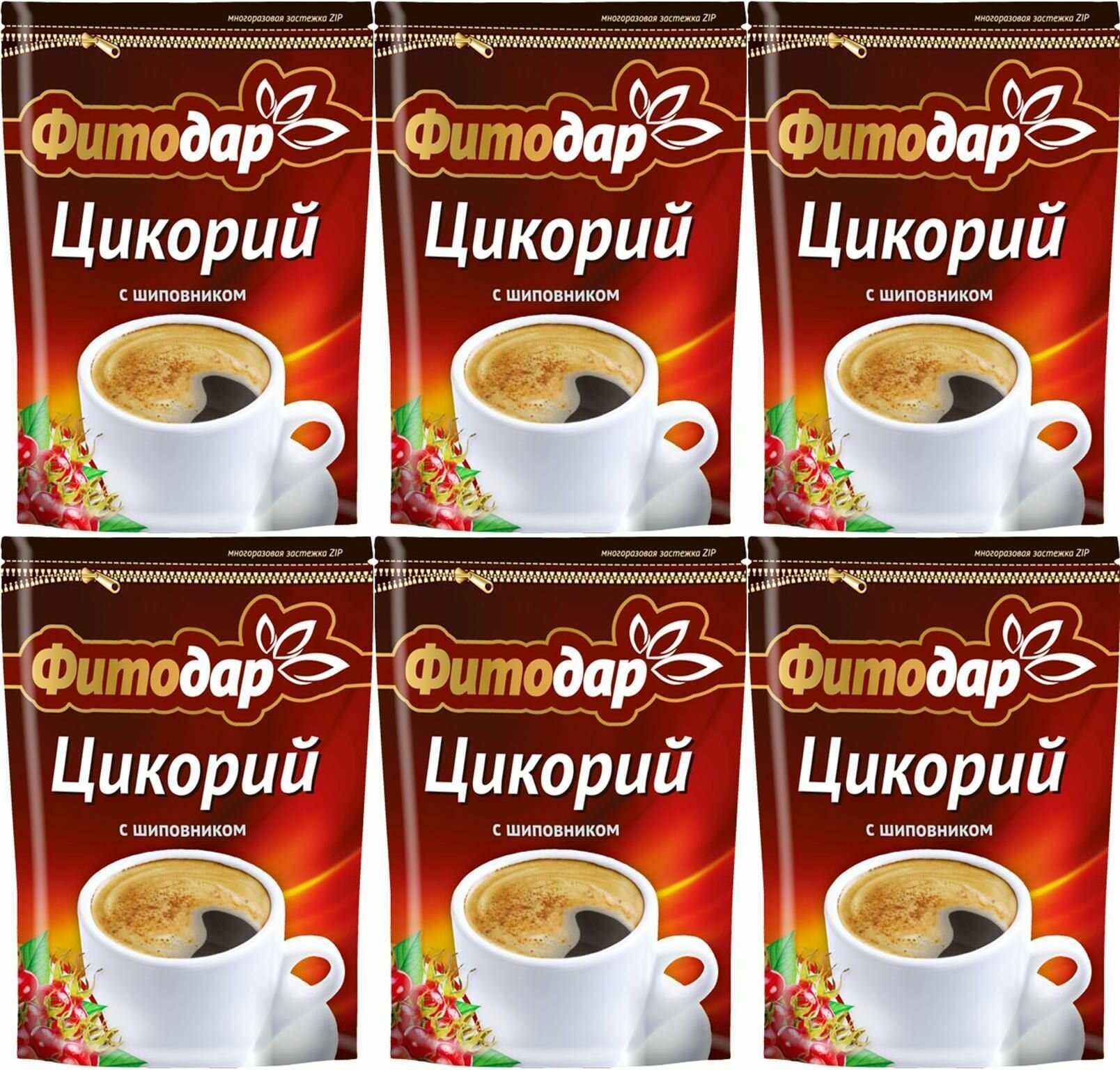 Фитодар Цикорий С шиповником, растворимый, 100 г, 6 уп