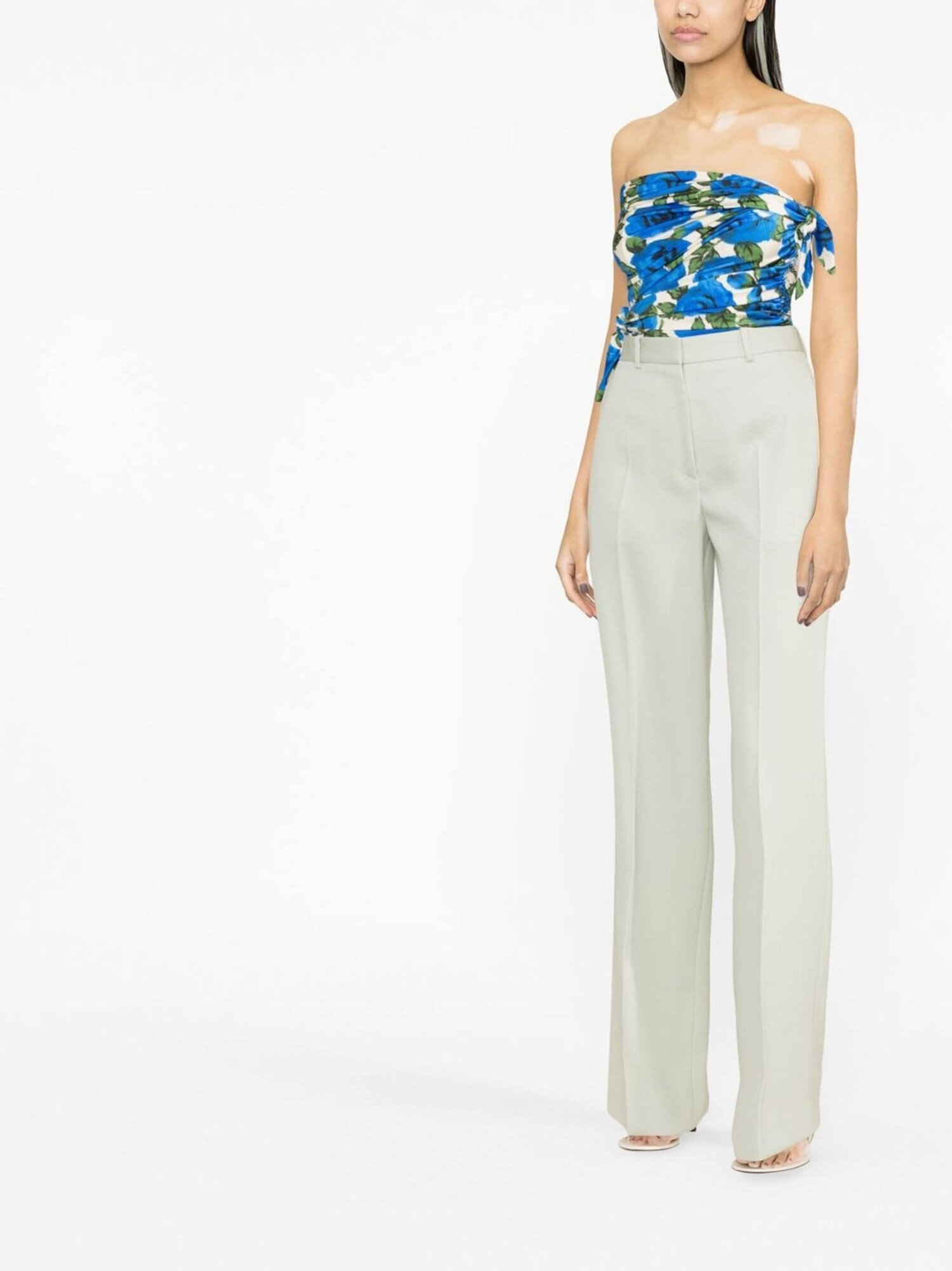 Топ PHILOSOPHY Di Lorenzo Serafini Floral-print strapless top, размер 38, синий — фото 1