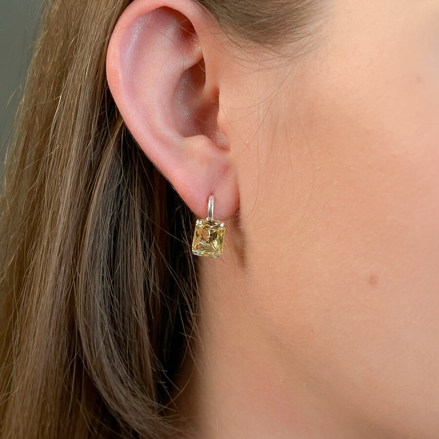 Серьги, серебро, 925 проба, родирование, александрит синтетический