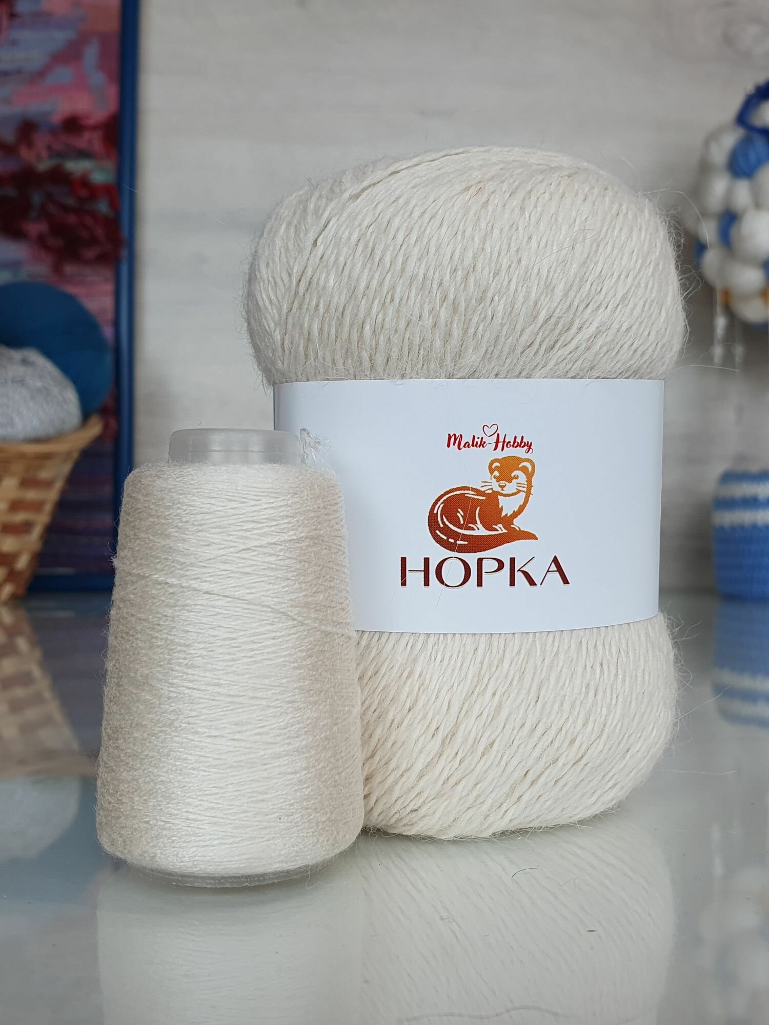 Пряжа MALIK HOBBY Норка M&H, кремовый - 046, 50% пух норки, 50% нейлон, 5 мотков, 50 г, 325 м.