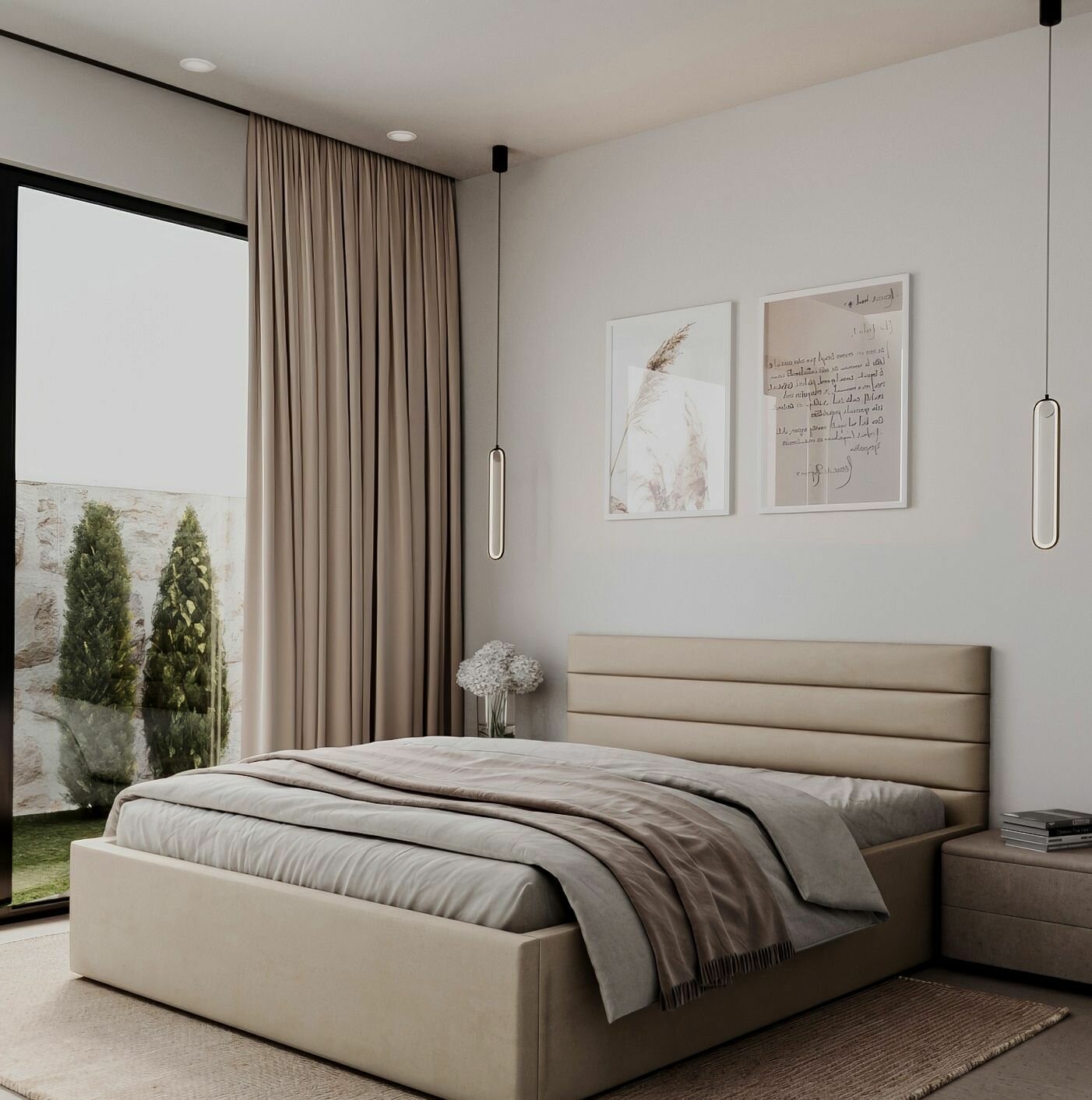 Кровать с матрасом 160х200 двуспальная с подъемным механизмом, с ящиком для белья, бежевая