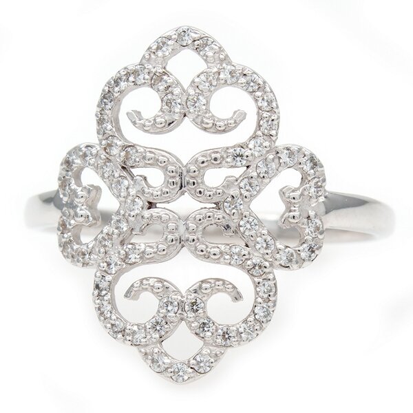 Кольцо, серебро, 925 проба, родирование, фианит