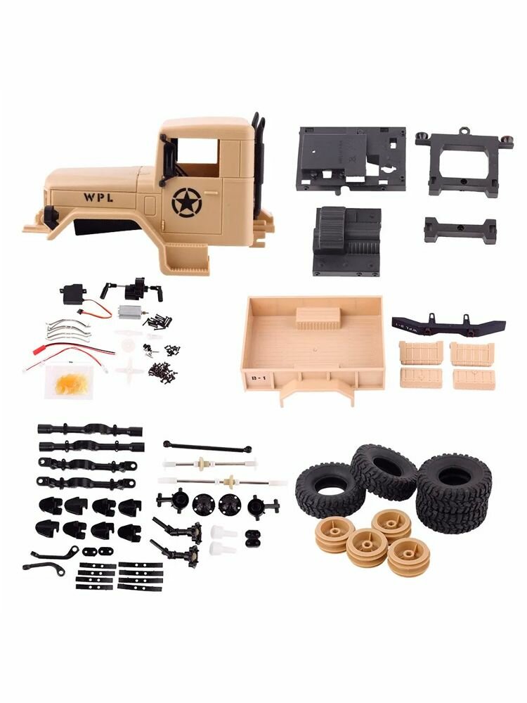 Конструктор для сборки краулера WPL Military Truck масштаб 1:16 KIT - WPLB-14K-Yellow