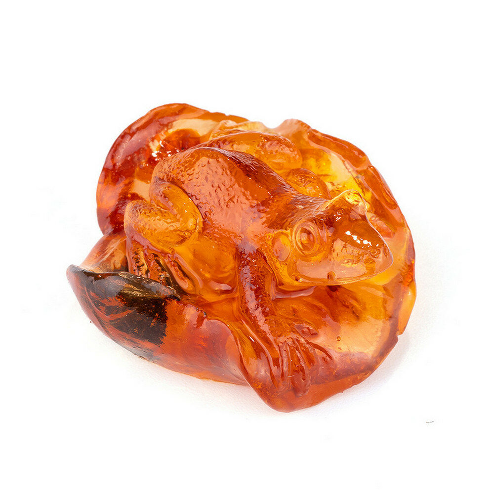 Небольшая фигурка с натуральным янтарем "Лягушка"