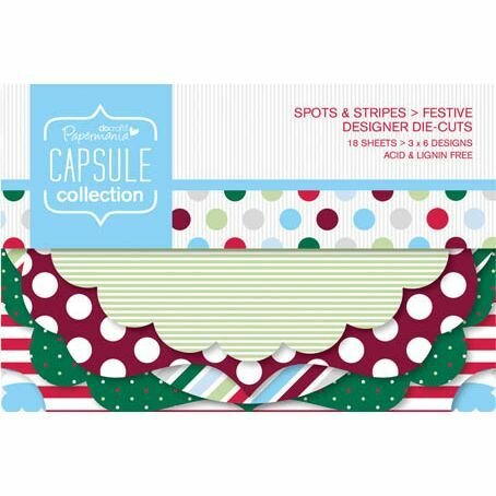 Набор бумаги docrafts "Papermania", Spots & Stripes, Festive, с фигурным краем, 18 шт
