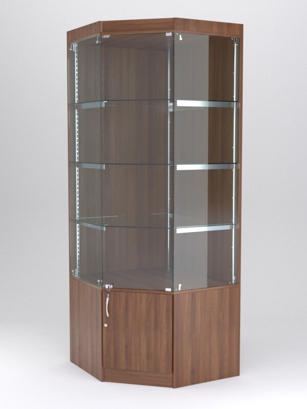 Витрина "астерия" угловая №1 (с дверкой, задняя стенка - ДСП), Орех