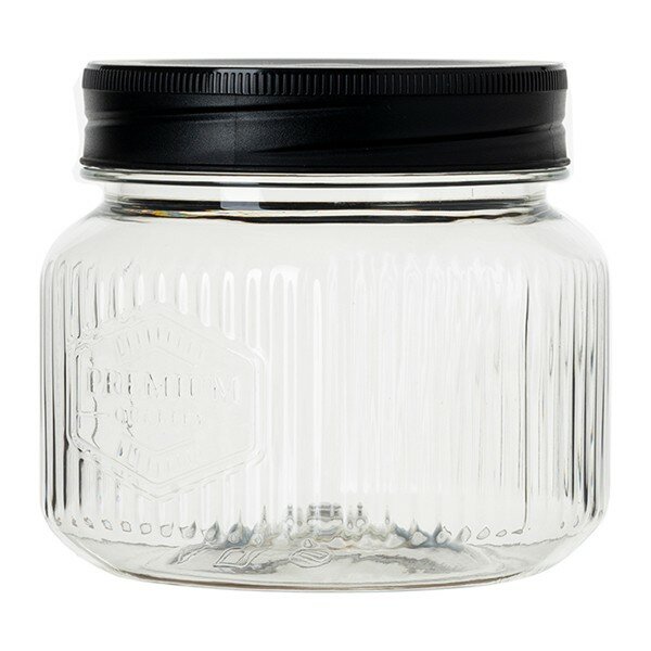 Банка квадратная с крышкой, полипропилен, 0,6 л, прозрачный, черный (Phibo)