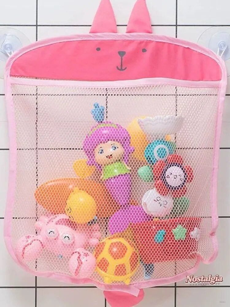 Сетка для хранения игрушек в ванной на присосках (розовый)