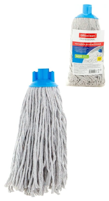 4 шт. Насадка МОП для швабры OfficeClean Professional веревочная, хлопок, ворс 28см, 200г