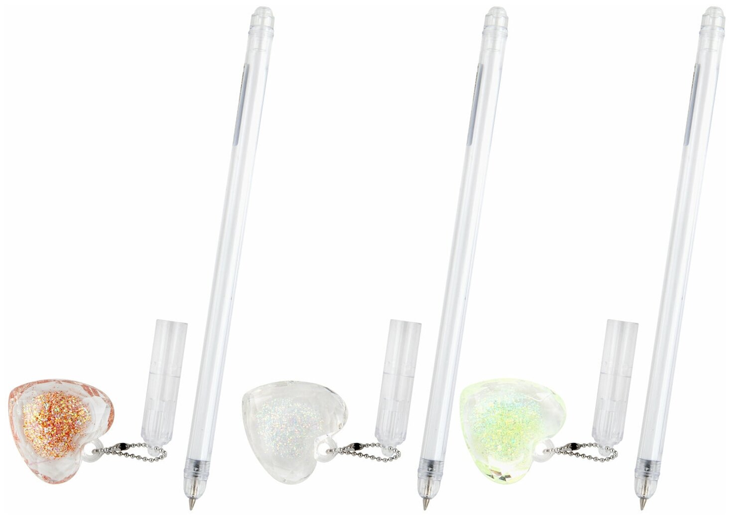 Ручка с подвеской шариковая юнландия "Хрустальное сердце", детали ассорти, синяя, пишущий узел 0,7 мм, комплект из 12 шт, 143792