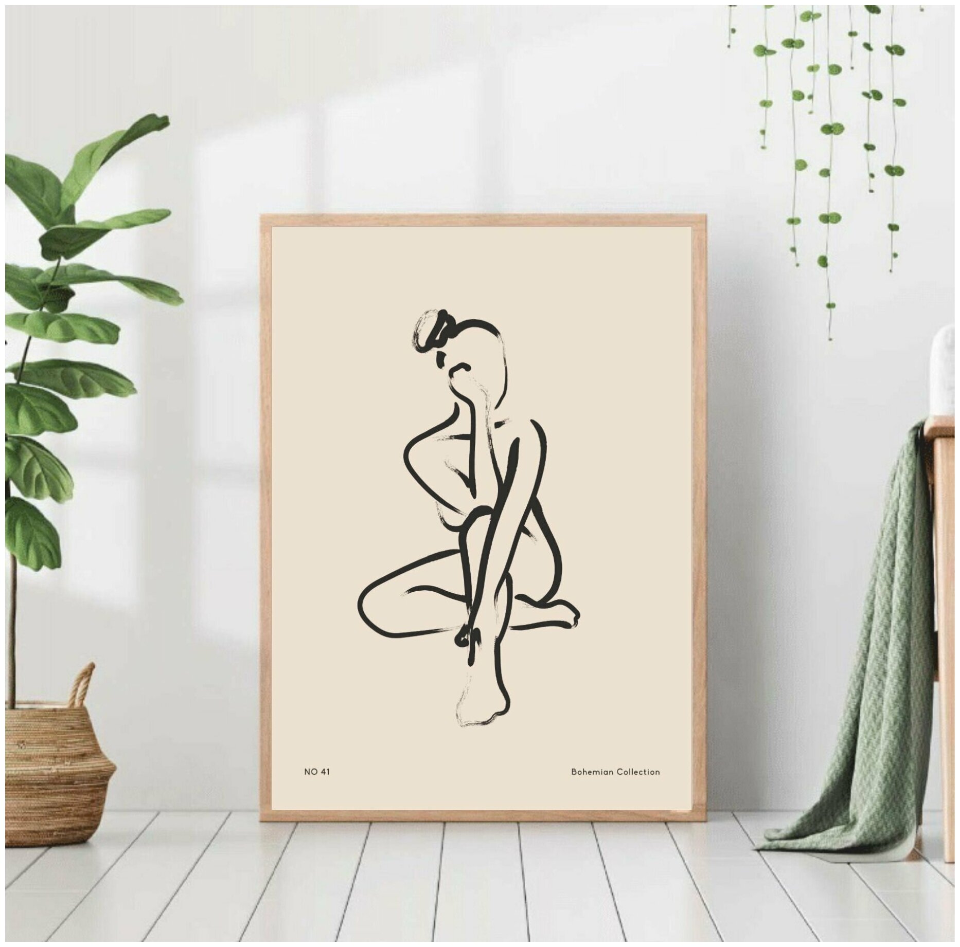 Постер "Силуэт девушки контур" 40x50 без рамки на стену для интерьера