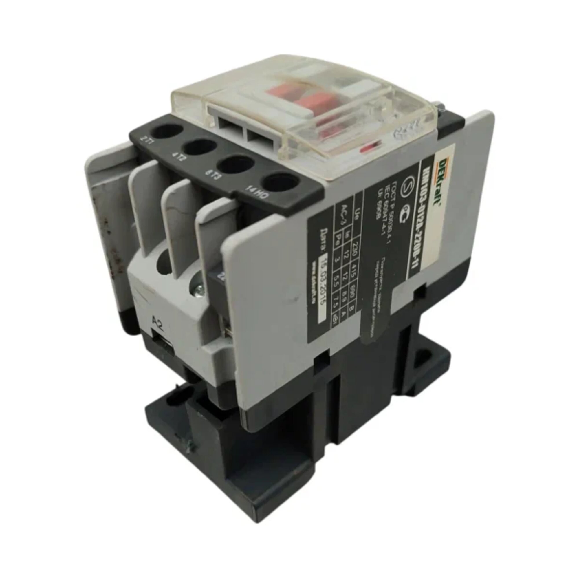Контактор КМ103-012A-220B-11 22108DEK, 12А, 220В, 8кВт, 3 полюса, модульный