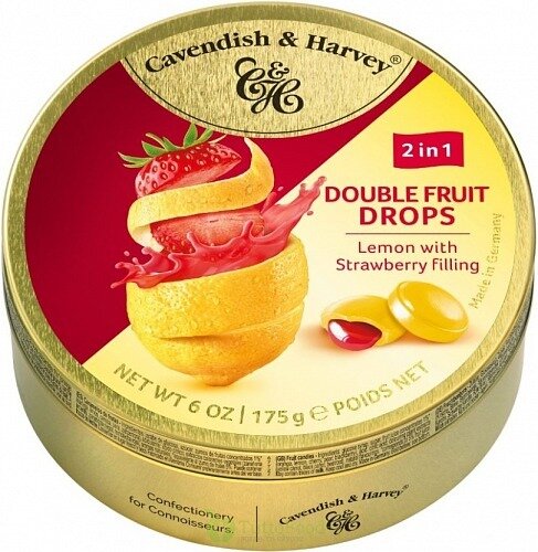 Леденцы с жидким центром Лимон Клубника, 175г. Cavendish & Harvey Double Fruit Lemon with Strawberry