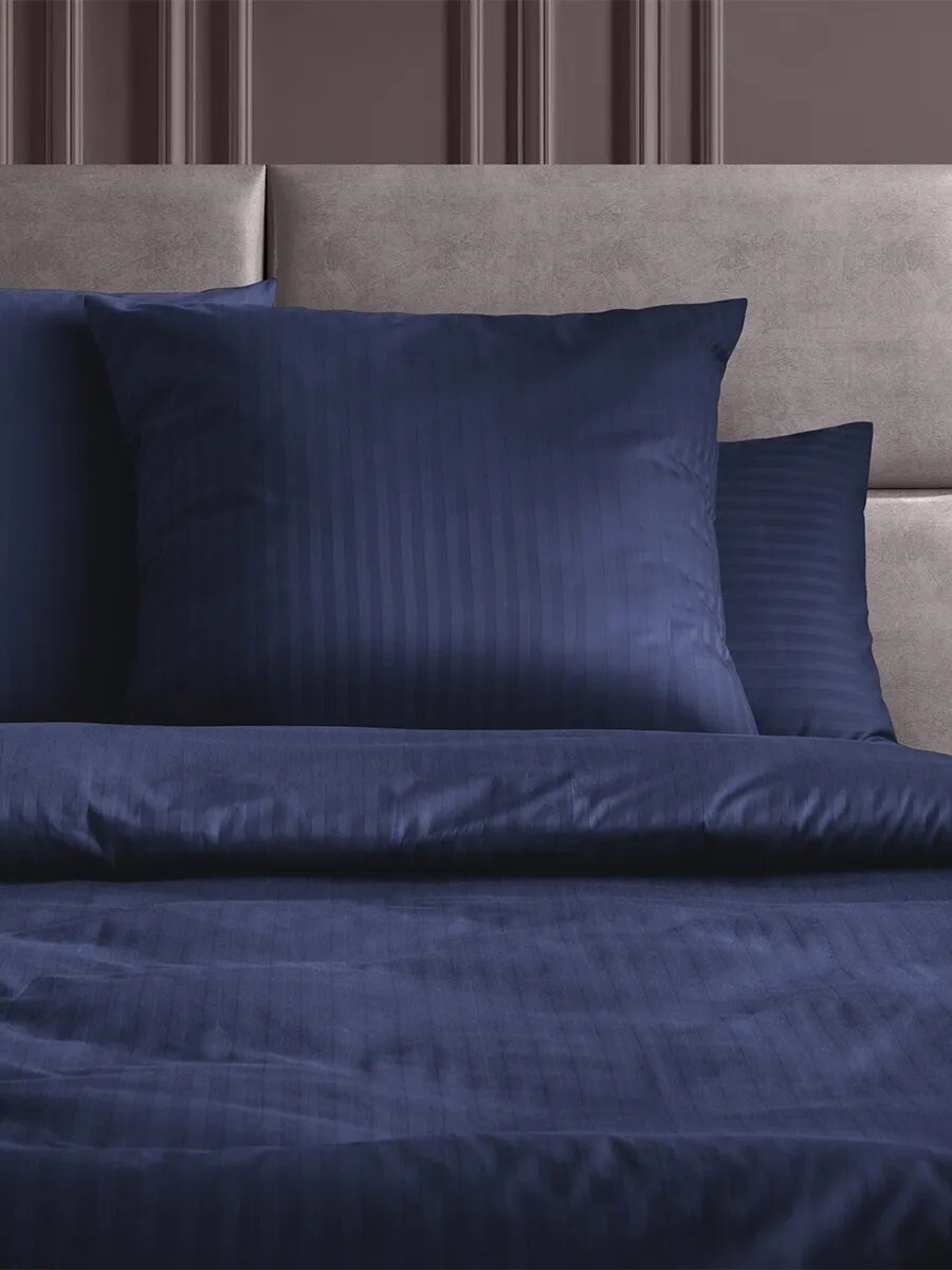 Пододеяльник 200х200 страйп-сатин 100% хлопок Индиго/Пододеяльник Евро из страйп-сатина