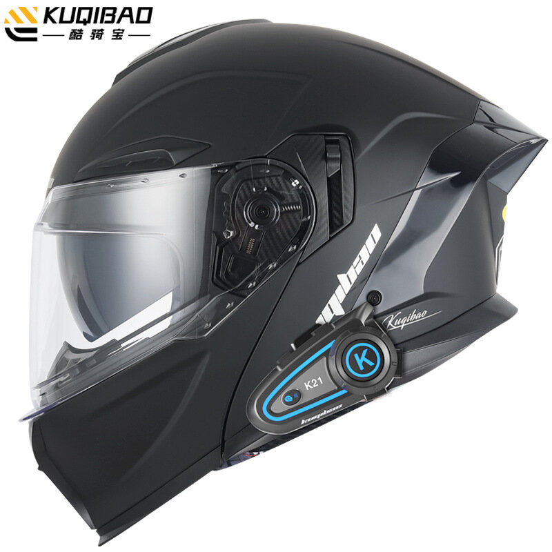 Шлем мотоциклетный Chibao K21, Bluetooth, 2 линзы, матовый черный