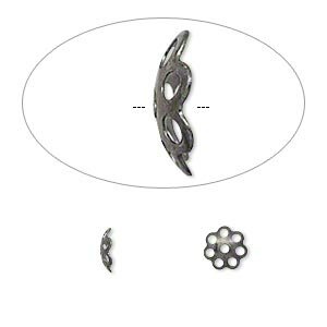 Шапочка для бусин (обниматель), 6х1.5мм, цветок, базовый материал - латунь, вороненая сталь, 10 шт.