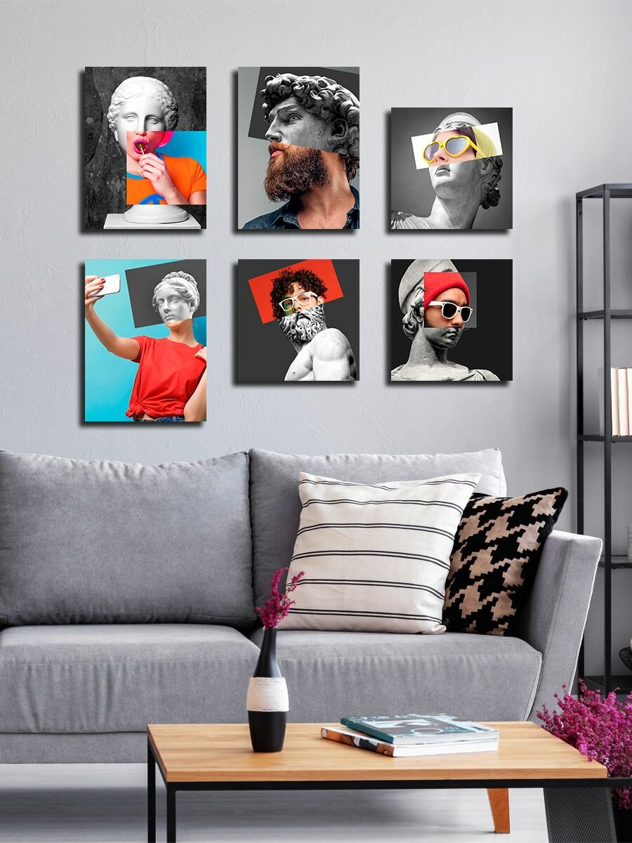 Картины на холсте LOFTime 6 шт скульпуты коллаж цвет 30Х40 К-642-3040