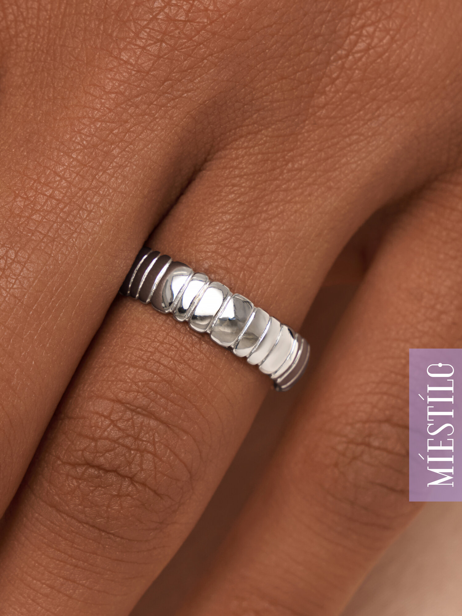 Кольцо широкое, серебро, 925 проба, родирование