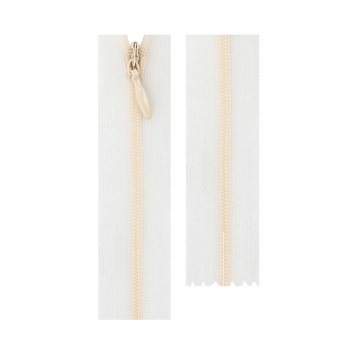 Молния 10 шт спираль н/р потайная тип 3 "Gamma" G010S 45 см на сетчатой тесьме пластик №296 слон. кость