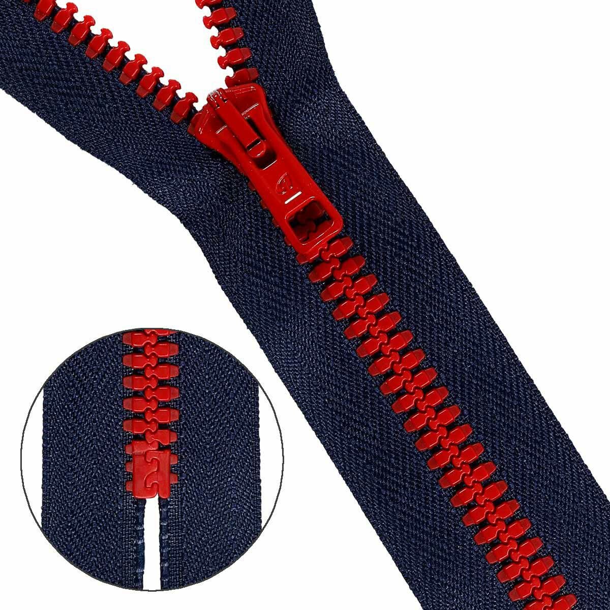 Молния неразъемная 18 см тракторная, 10 шт, Т6, двухцветная (2075) BICOLOR ARTA (044 тёмно-синий, 008 красный)