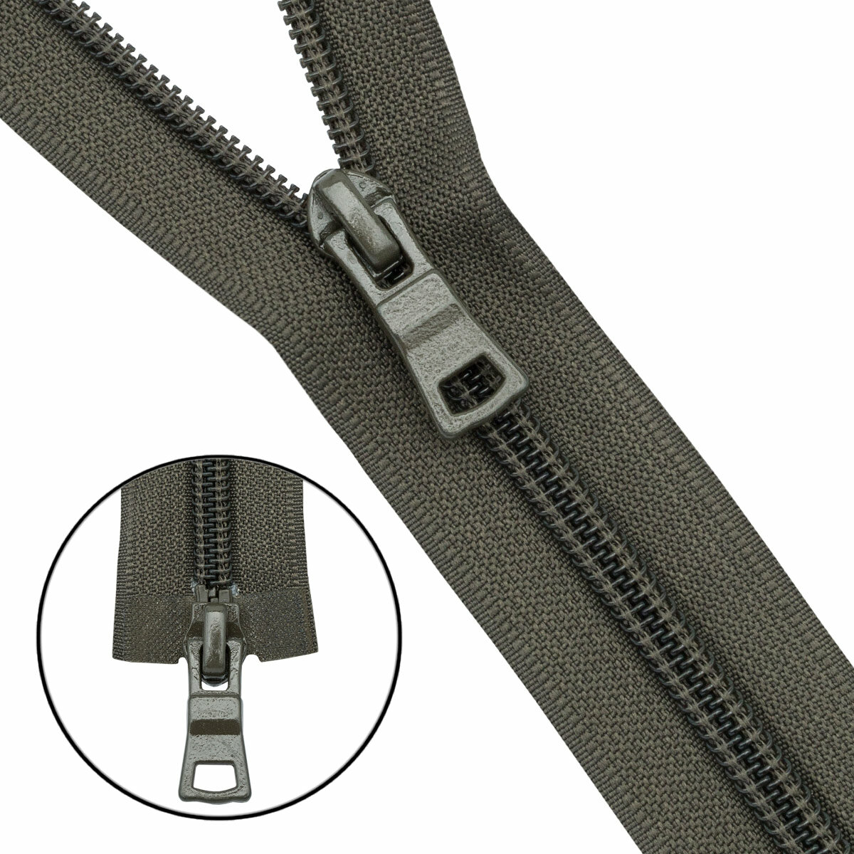 Молния спиральная разъемная 100 см, 10 шт, Т7, 2 замка, Айрис (078 хаки)