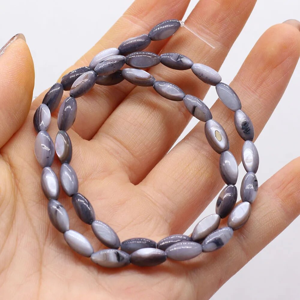 Бусины перламутр луна рис черный