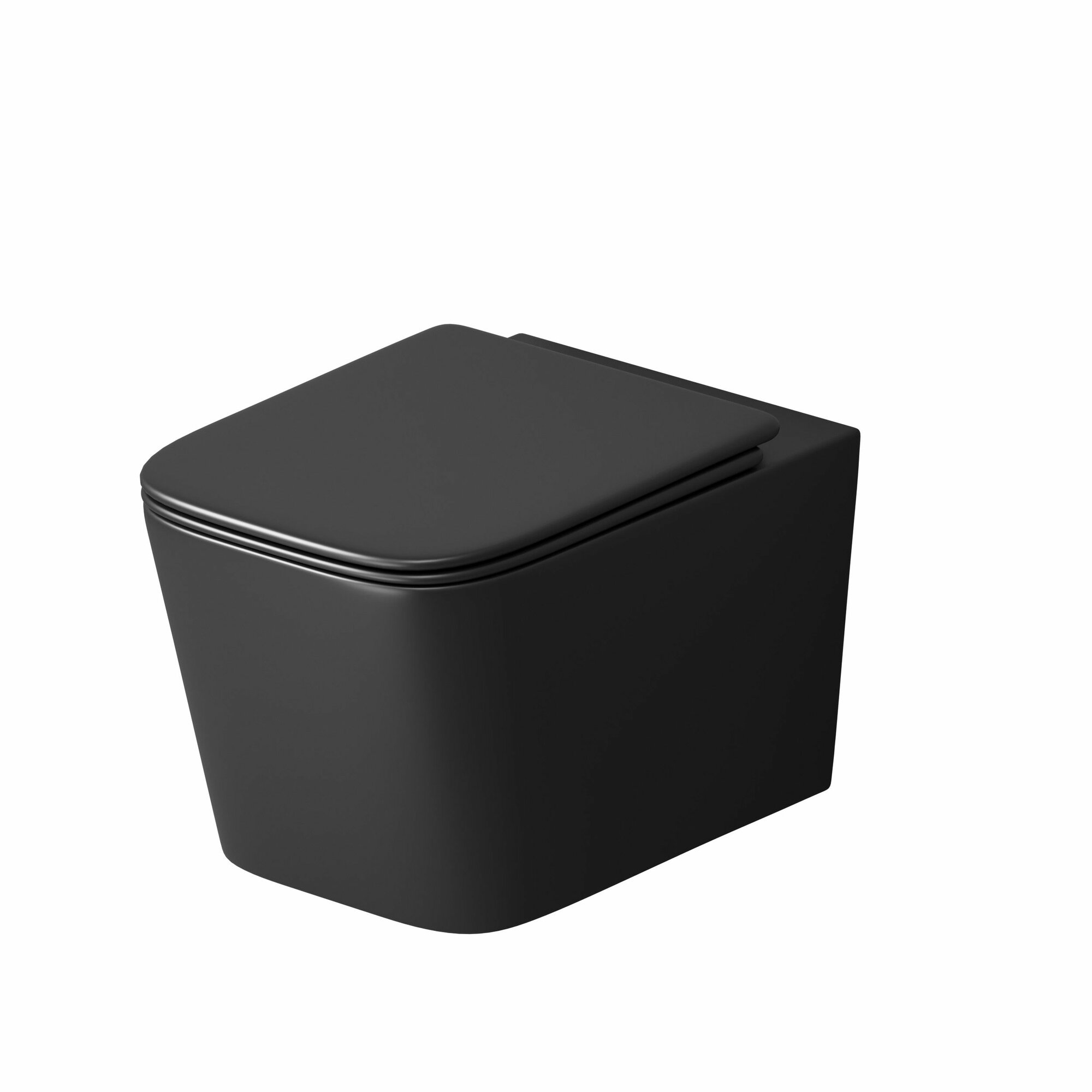 Унитаз подвесной Grossman GR-4404BMSQ (520х373х365) безободковый, черный матовый с тонкой крышкой, микролифт, смыв торнадо,1 место