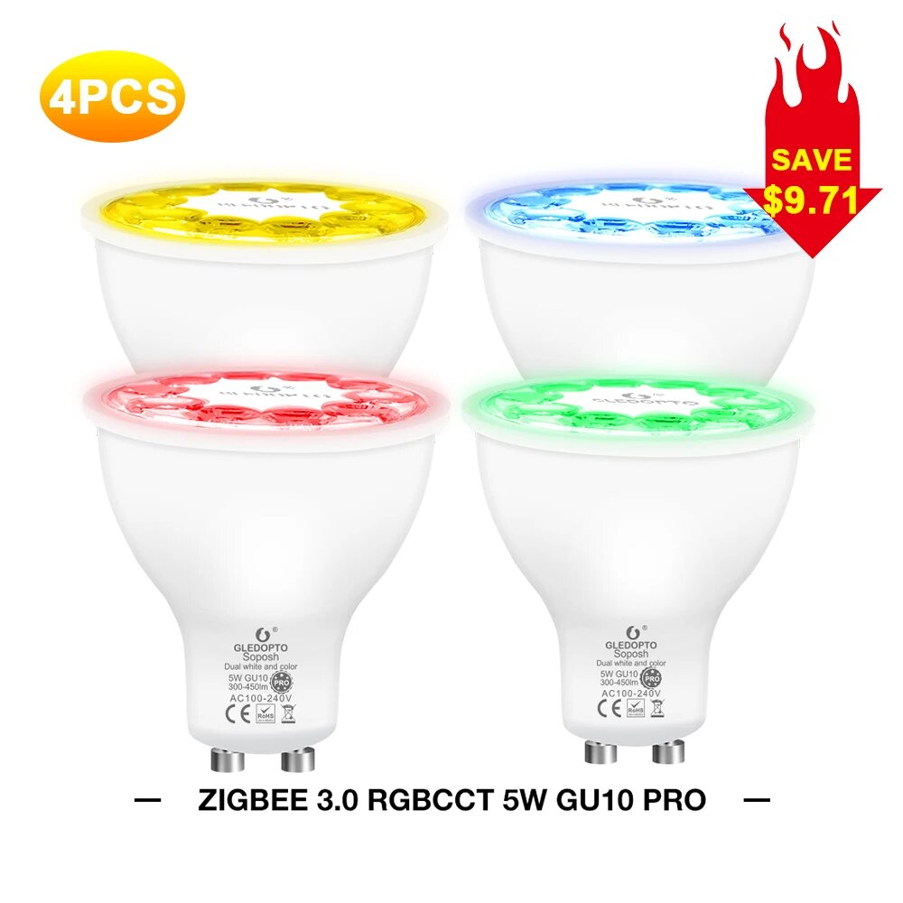 Светодиодная лампа GLEDOPTO Zigbee3.0 GU10 5 Вт