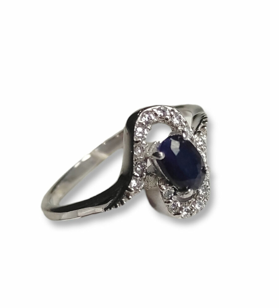 Перстень, серебро, 925 проба, родирование, фианит, корунд