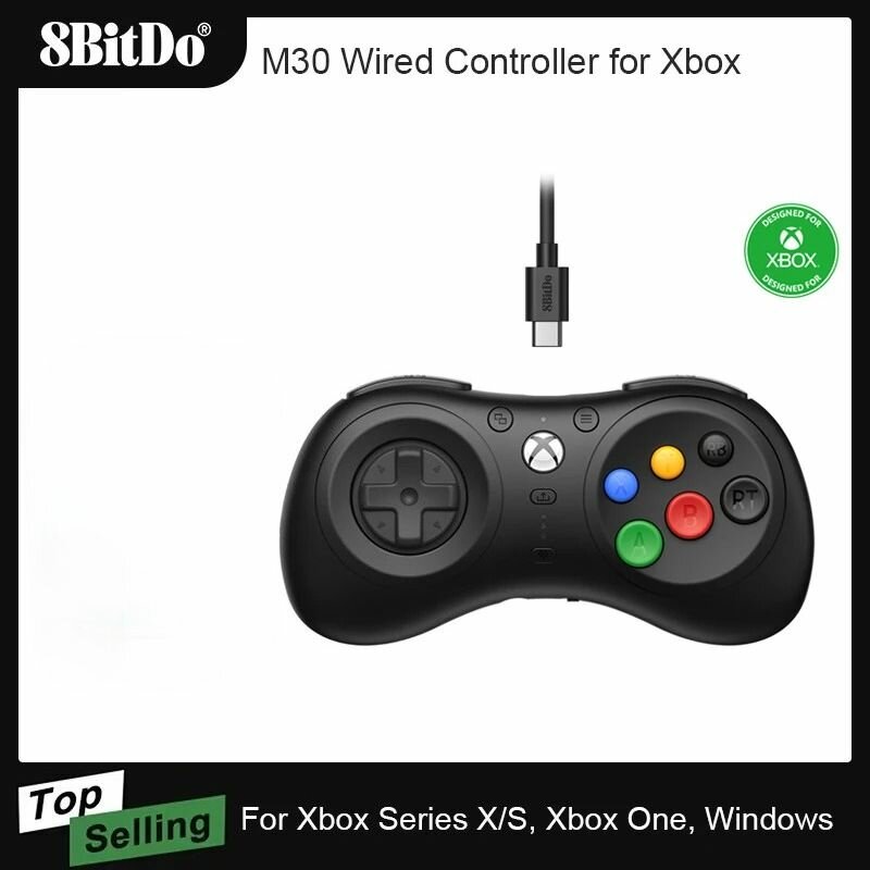 8BitDo M30 Wired Контроллер для Xbox Series X/S, Xbox One и Windows с 6-кнопочным расположением геймпада, аксессуары для джойстика