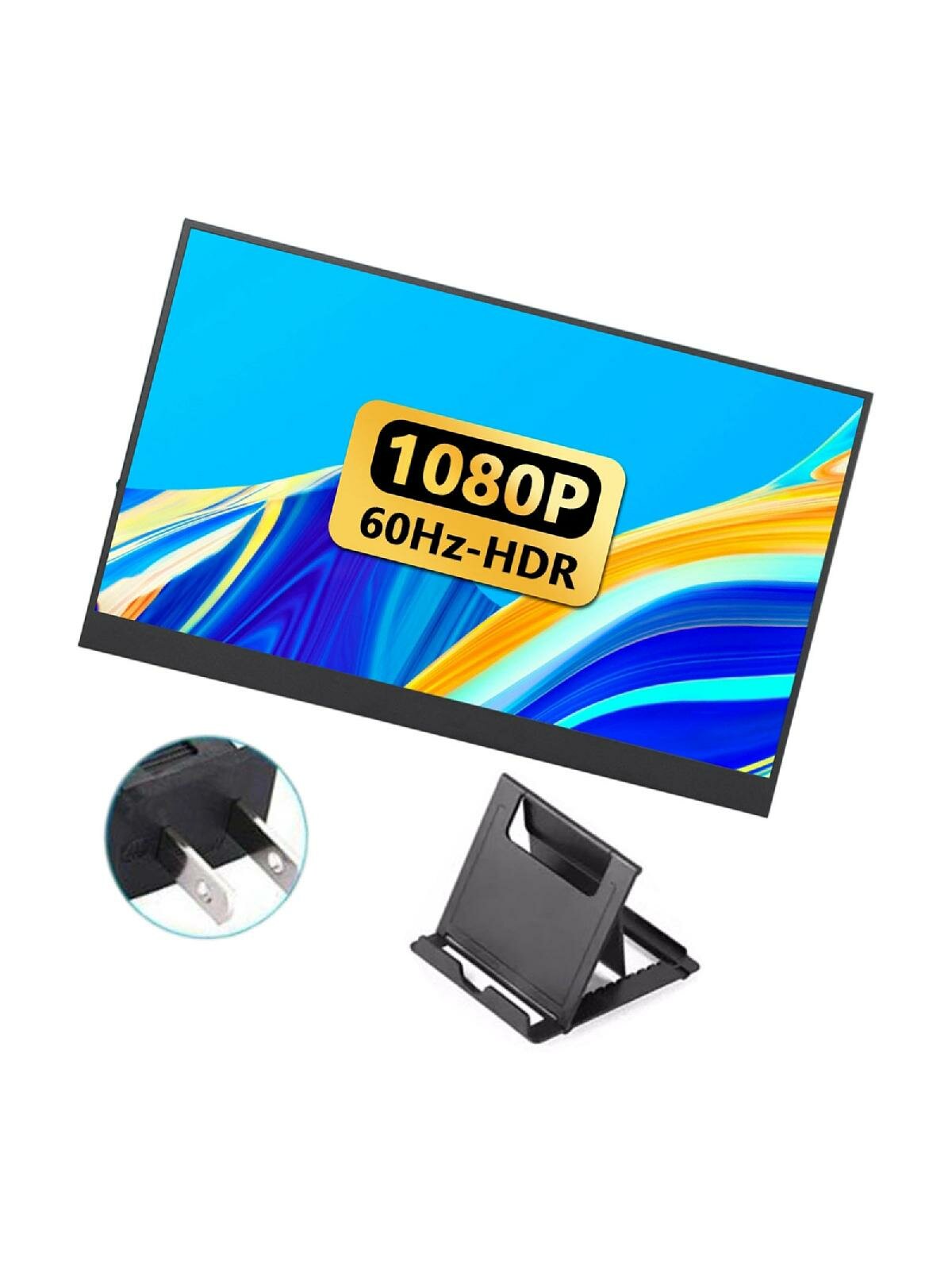 Портативный монитор 13,3-дюймовый внешний дисплей 1080P для ноутбука, телефона, компьютера