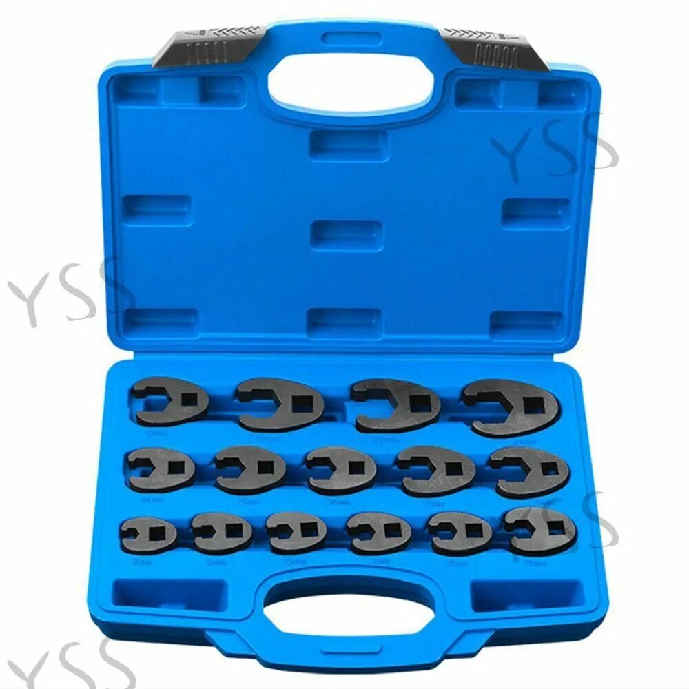 Набор ключей разрезных односторонних 3/8" 8-19 мм; 1/2" 21-24мм 15шт