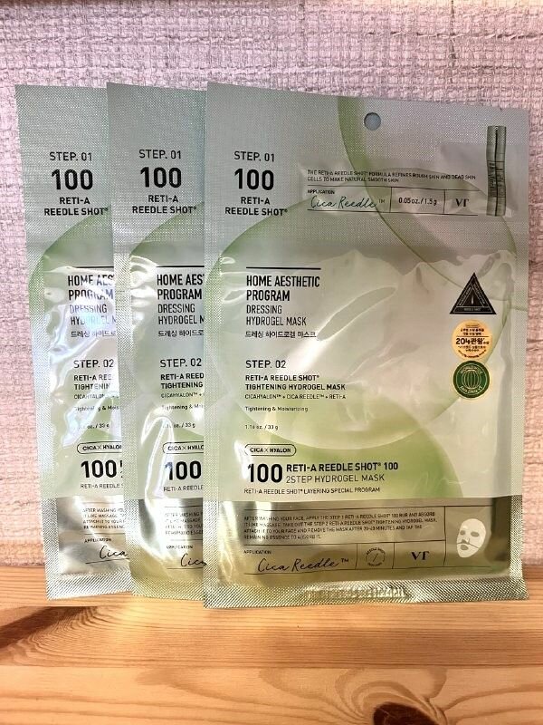 VT RETI-A REEDLE SHOT 100 2-шаговые Гидрогелевые Маски для упругости кожи лица, 3 шт