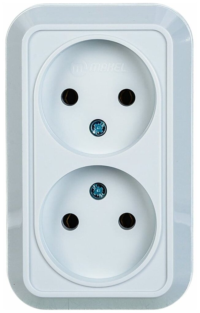 Makel Makel накладная бел. розетка б/з 2-ая 45117, пластик, для его изготовления использован пластик