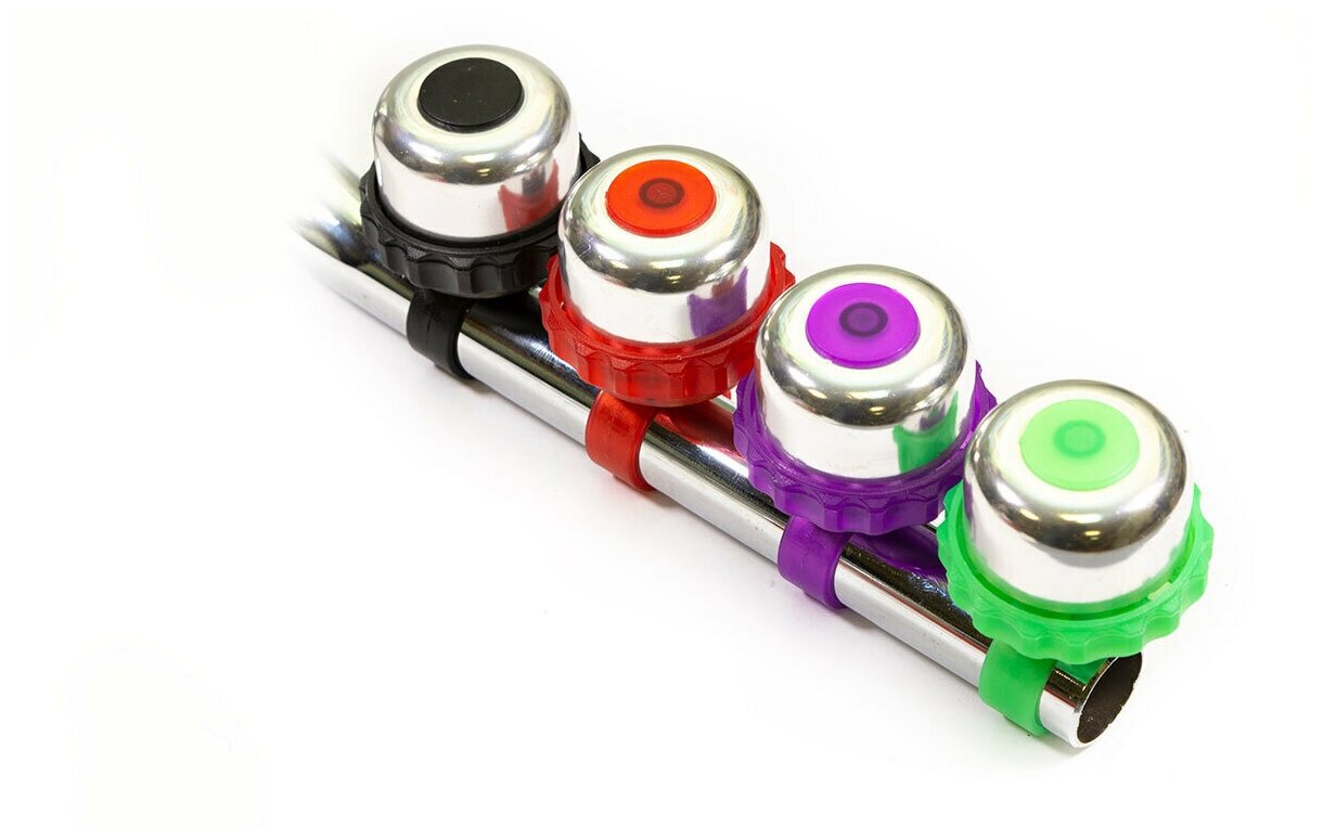 Звонок механический шестерёнка d 48мм алюминий-пластик серебристо-зелёный