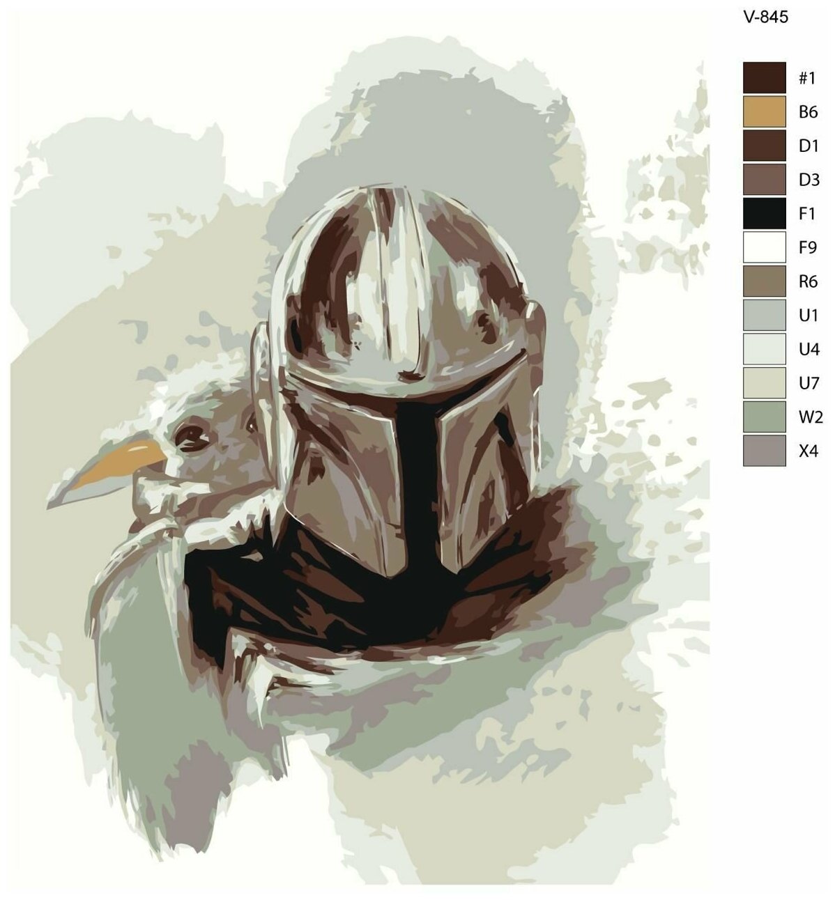 Картина по номерам V-845 "Звездные войны. Мандалорец и Грогу", 40x50 см