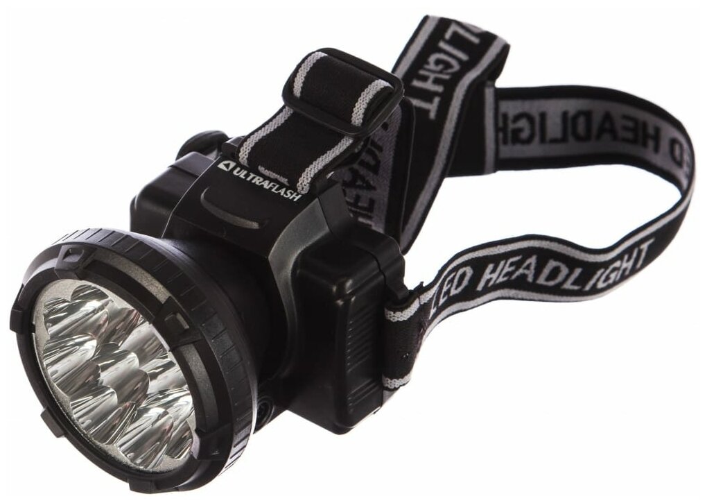 Налобный фонарь Ultraflash LED 5363 (аккум 220В, черный, 9LED, 2 реж, пласт, бокс) 11257