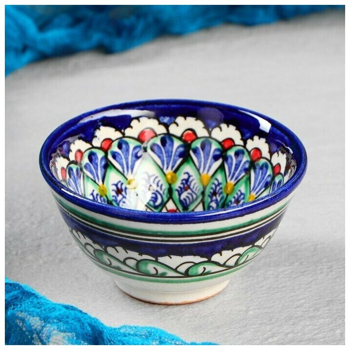 Пиала средняя "Риштанская керамика" 100 мл узбекская посуда с узором